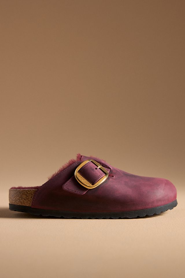 Birkenstock Boston Big Buckle Shearling Clogs | Anthropologie