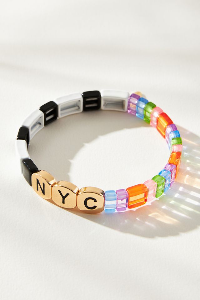 Worded Beaded Chicklet Bracelet | Anthropologie