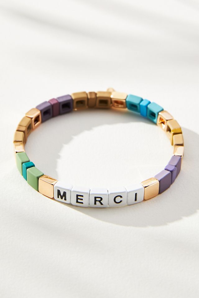Small Worded Beaded Chicklet Bracelet | Anthropologie