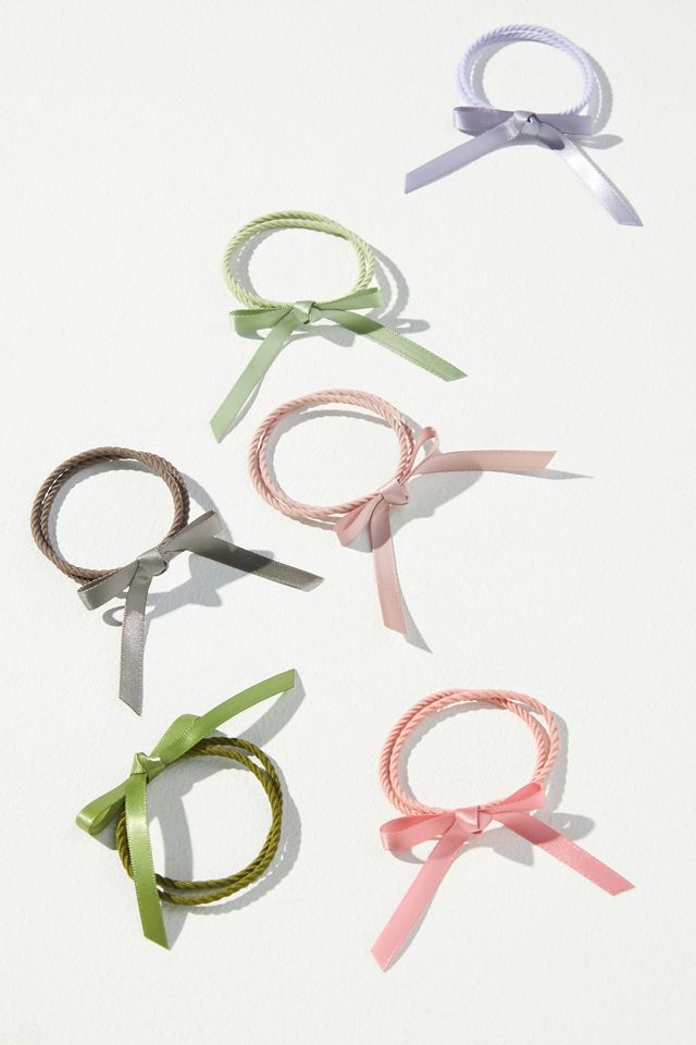 Assorted Satin Bow Hair Bobbles, Set of 6 | Anthropologie UK