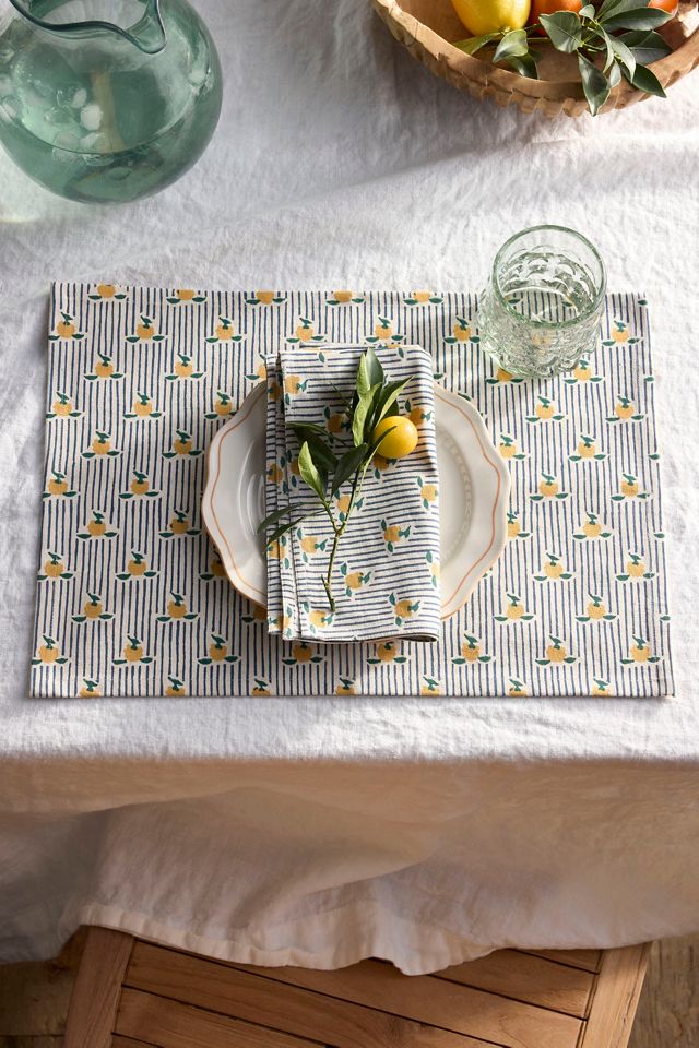 Soil to Studio Placemat, Floral Stripe | AnthroLiving