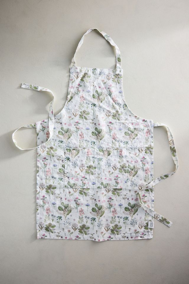 Botanical White Linen Apron | Terrain