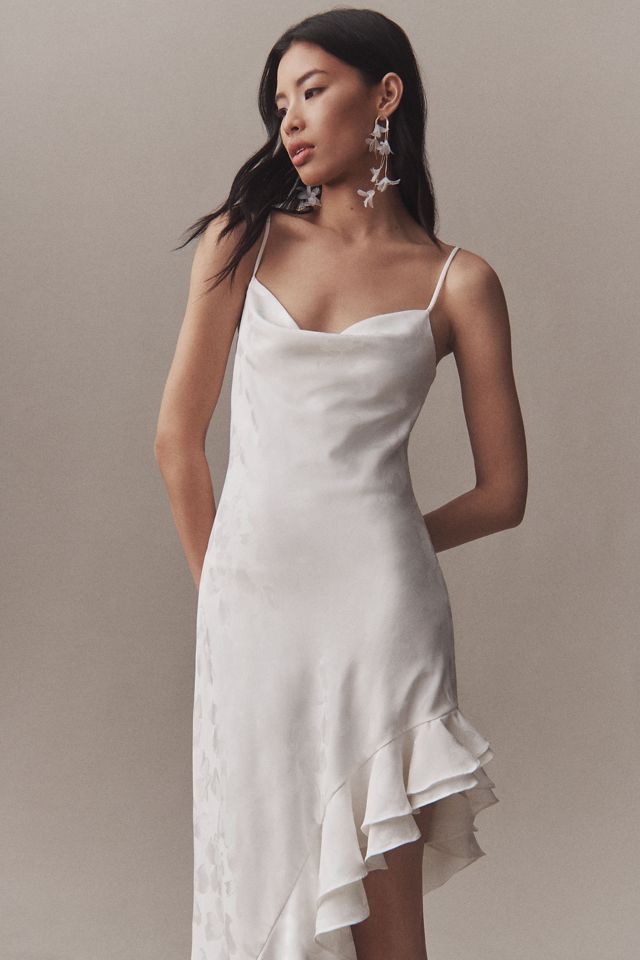 Bhldn Cowl Neck Asymmetrical Flounce Hem Dress Anthropologie