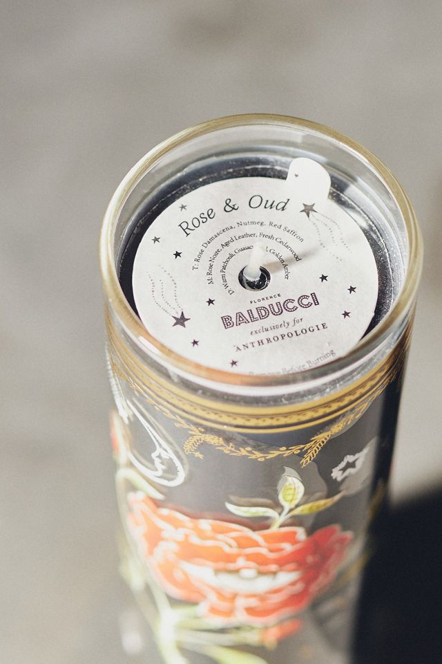Florence Balducci Floral Rose & Oud Glass Candle | AnthroLiving