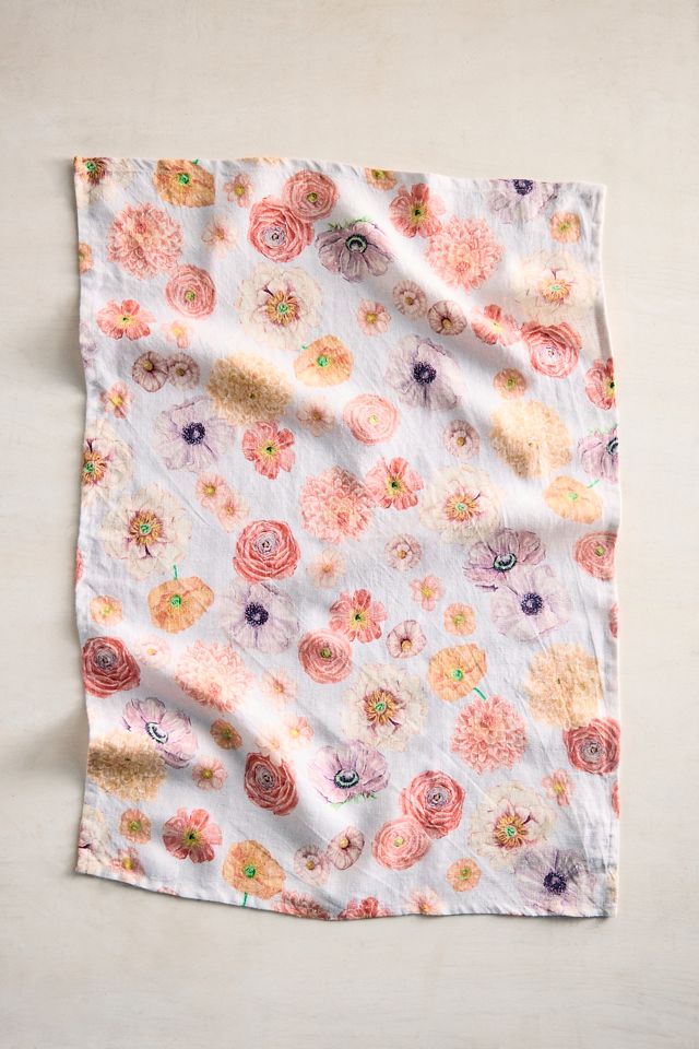Bright Florals Linen Dish Towel | AnthroLiving