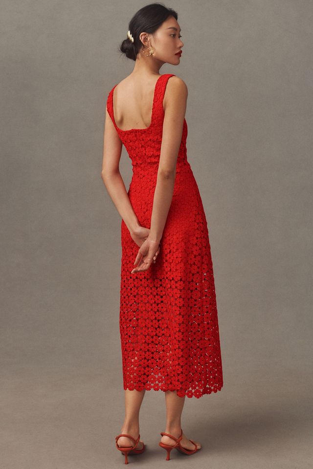 Waimari Jill Sleeveless Floral Eyelet Lace Midi Dress | Anthropologie