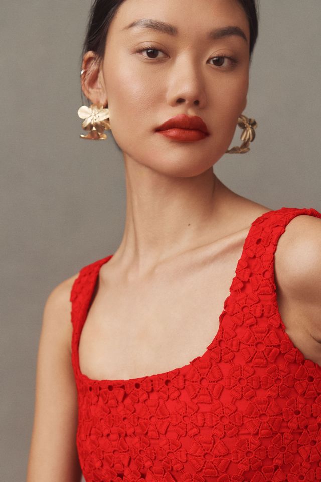 Waimari Jill Sleeveless Floral Eyelet Lace Midi Dress | Anthropologie