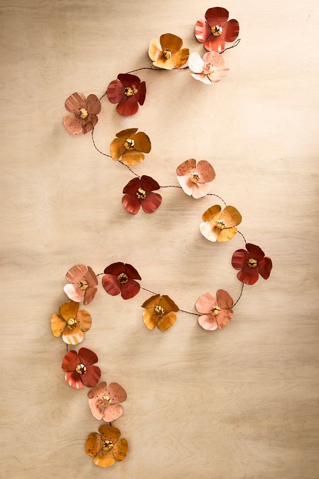 Coral Poppies Iron Garland | AnthroLiving