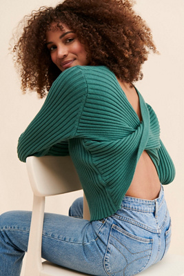 Flat White Open Back Sweater | Anthropologie