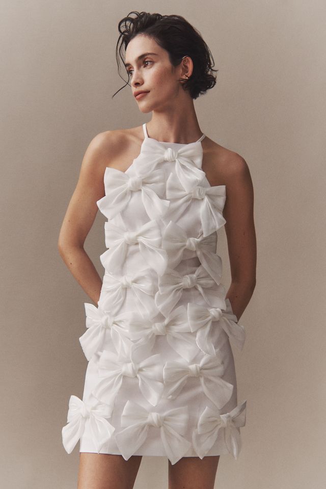 Bhldn Sleeveless Allover Bow High Neck Mini Dress Anthropologie