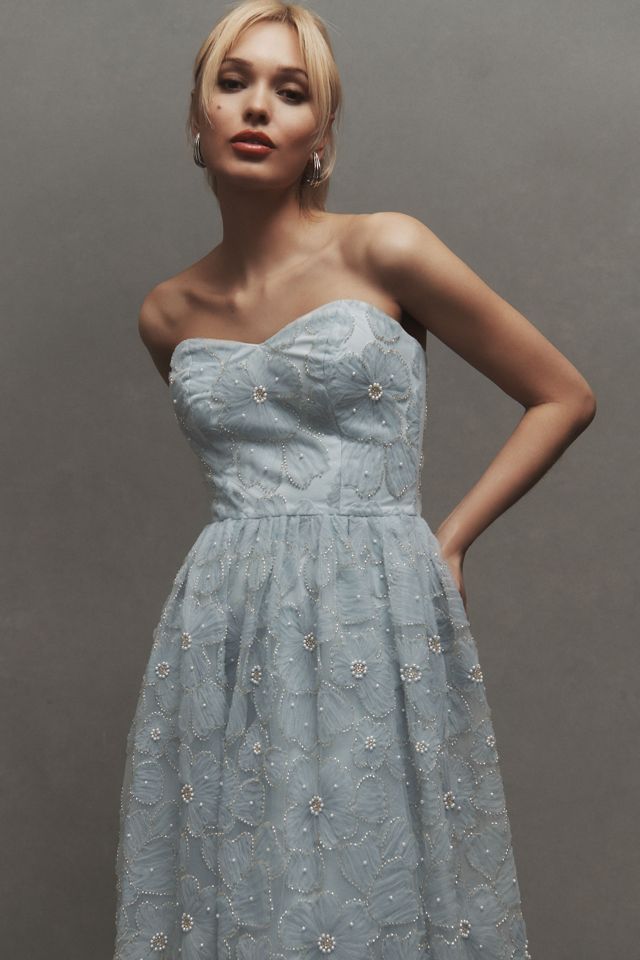 Dress The Population Audrina Strapless Bustier Floral Maxi Dress