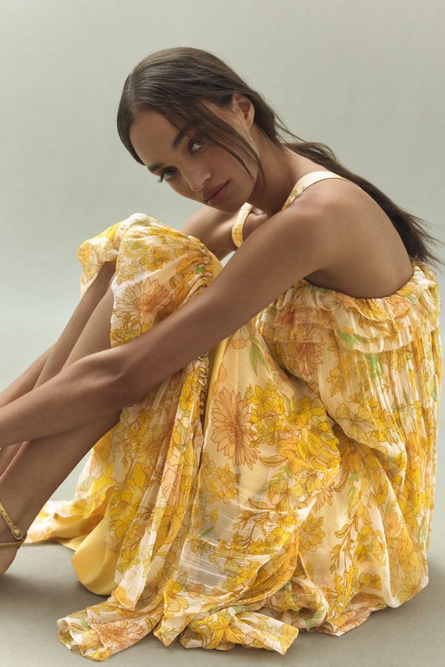 Bhldn Candace Sleeveless Printed Tiered Chiffon Maxi Dress Anthropologie