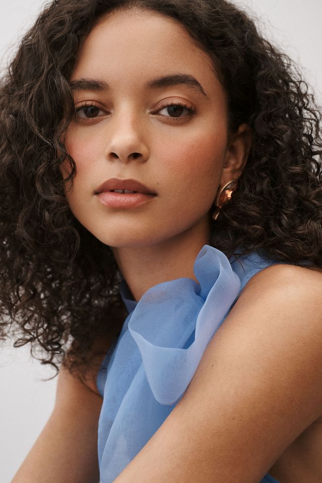 Bhldn Sophia High Neck Bow Tie Organza Mini Dress Anthropologie
