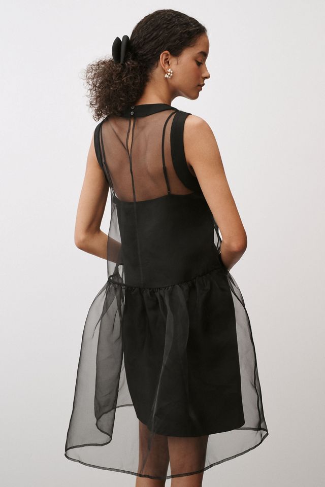 Bhldn Kendall Sleeveless High Neck Organza Mini Dress Anthropologie