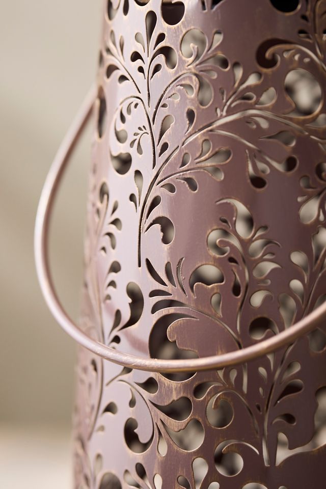 Perforated Metal Cylinder Solar Lantern | AnthroLiving