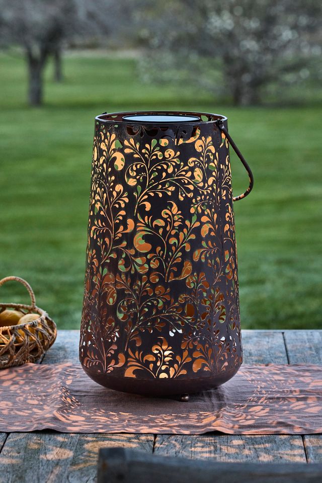 Perforated Metal Cylinder Solar Lantern | Terrain