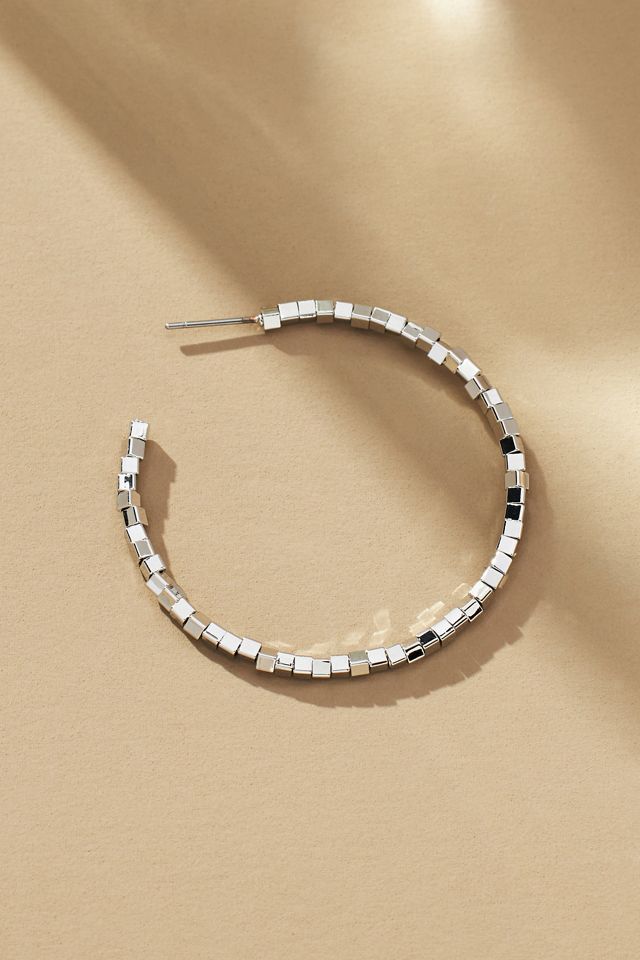 Mini Block Bead Hoop Earrings | Anthropologie