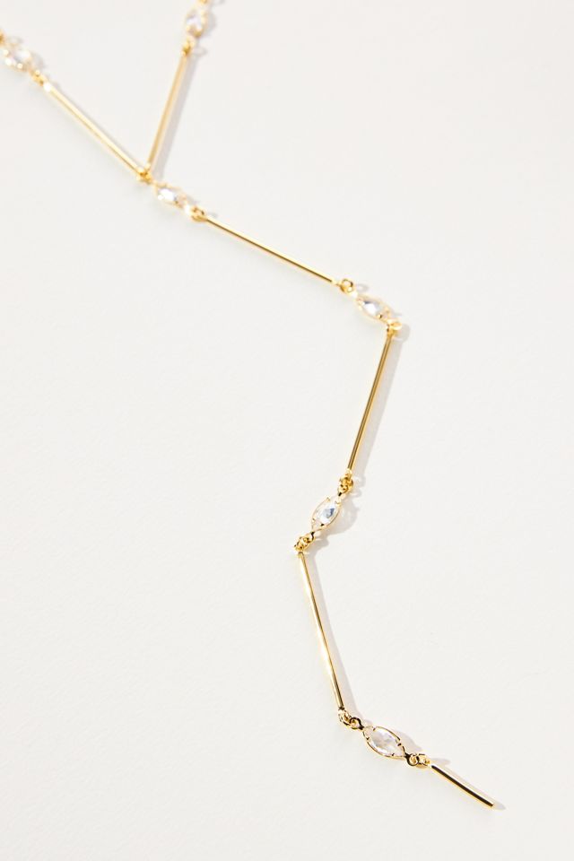 Spaced Crystal Y-Neck Necklace | Anthropologie