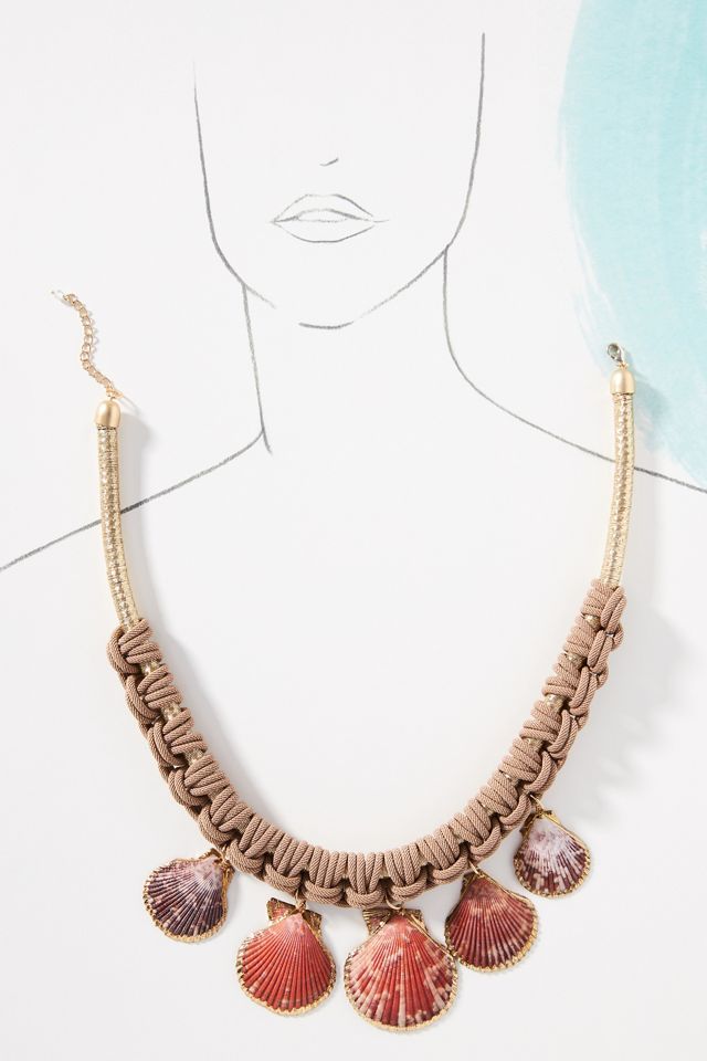 Shell Pendant Knotted Collar Necklace | Anthropologie