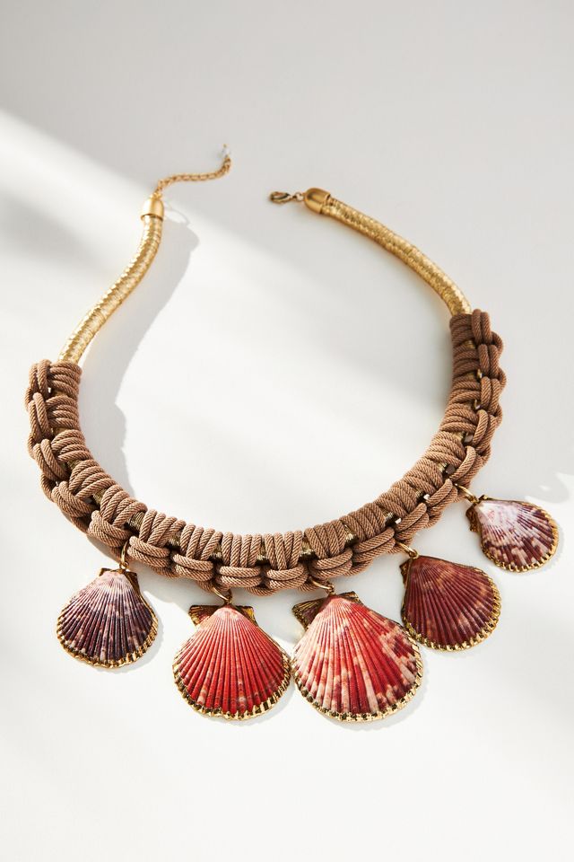 Shell Pendant Knotted Collar Necklace | Anthropologie