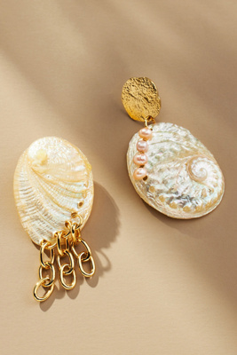 GISEL B. Harper Asymmetrical Shell Earrings | Anthropologie