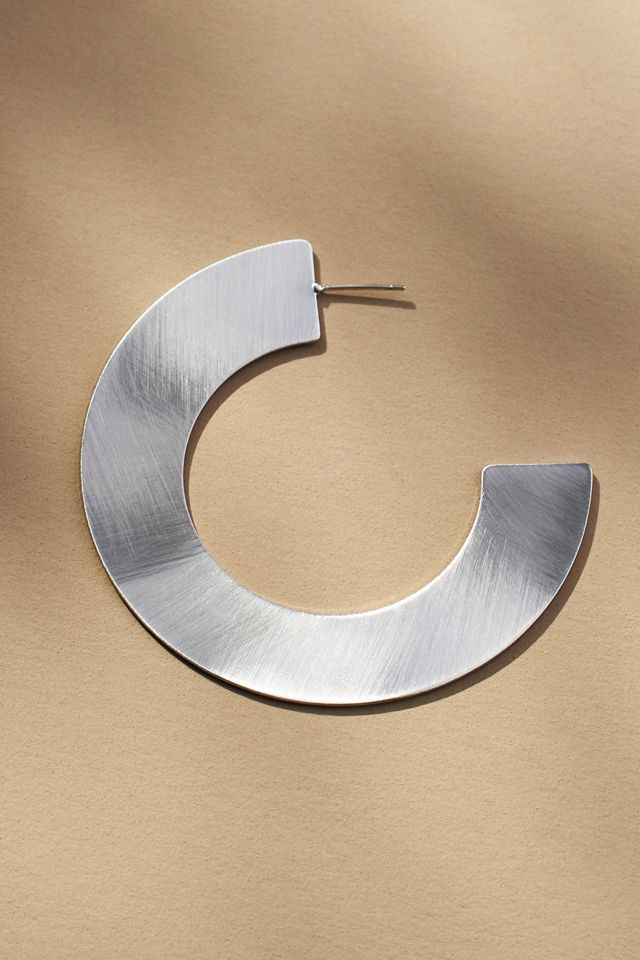 Brushed Flat Hoop Earrings | Anthropologie
