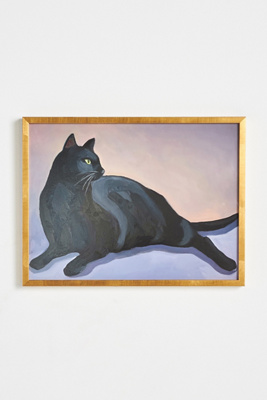 Reclining Cat with Lavender Background Wall Art | AnthroLiving