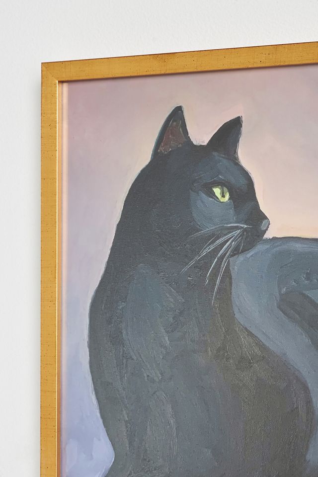 Reclining Cat with Lavender Background Wall Art | AnthroLiving