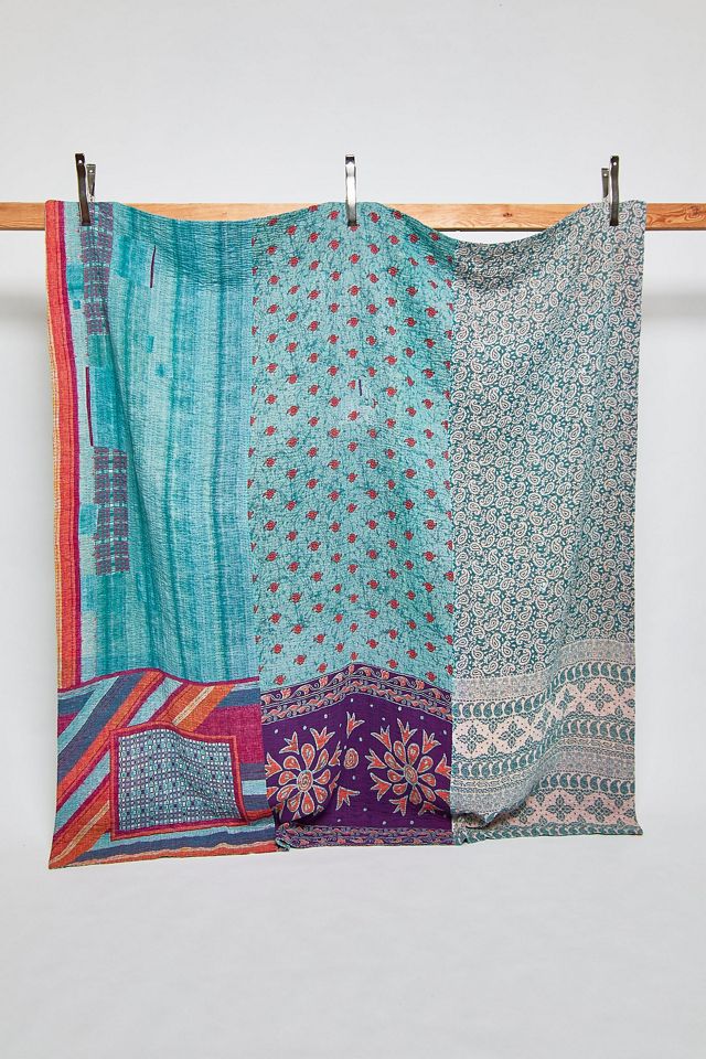 Anchal Queen Vintage Kantha Quilt No. Q230815 | Anthropologie