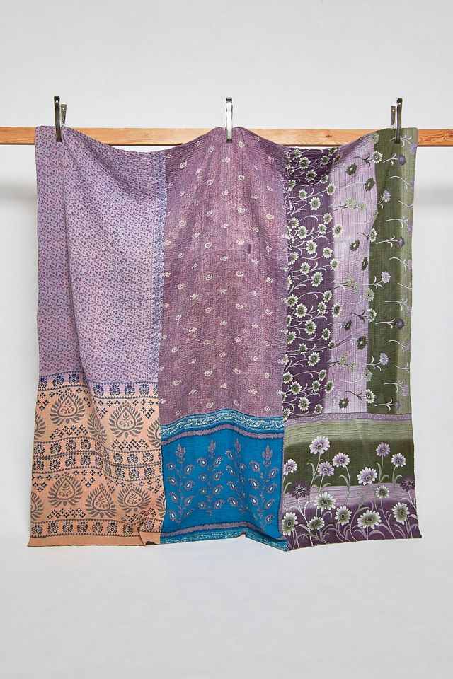 Anchal Queen Vintage Kantha Quilt No. Q230818 | AnthroLiving