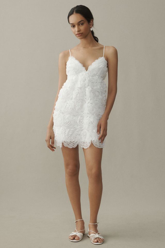 Bhldn V Neck Tulle Rosette Mini Dress Anthropologie