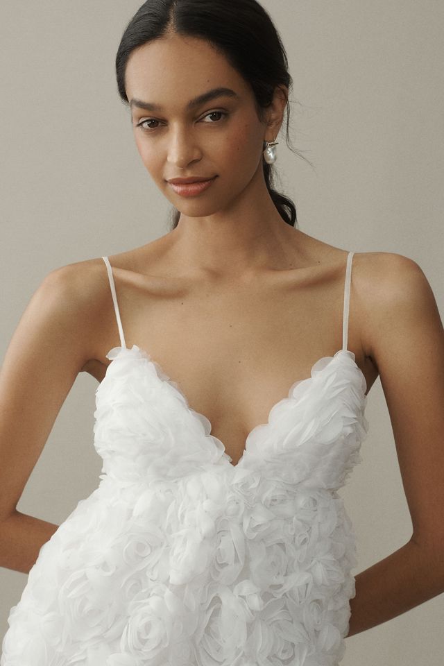 Bhldn V Neck Tulle Rosette Mini Dress Anthropologie