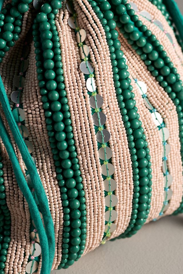 Beaded Striped Drawstring Pouch | Anthropologie