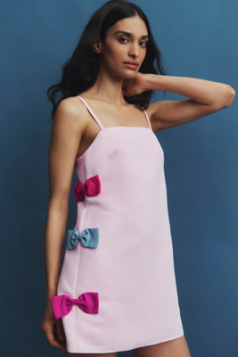 Sachin & Babi Claudia Bow Square-Neck Taffeta Mini Dress | Anthropologie