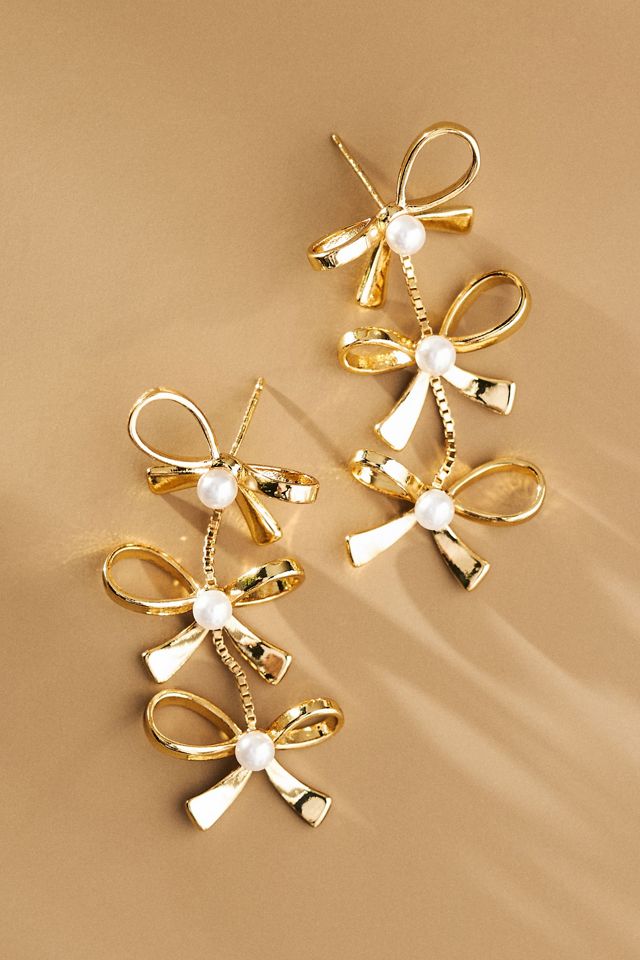Triple Bow Drop Earrings | Anthropologie
