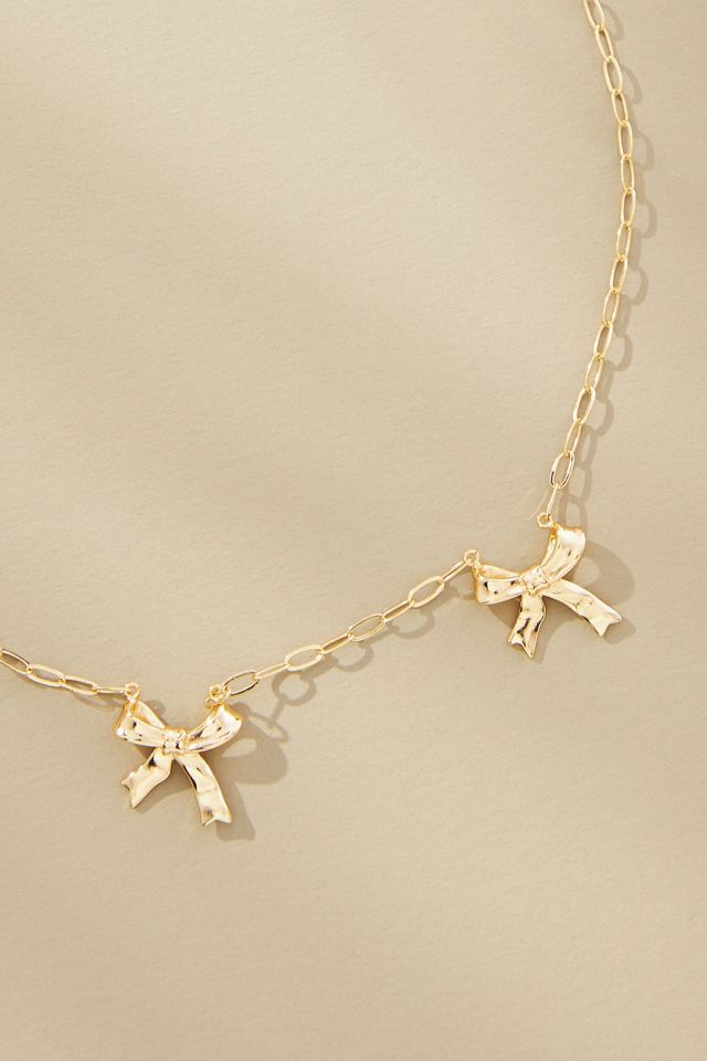 Gold-Plated Multi Bow Necklace | Anthropologie UK