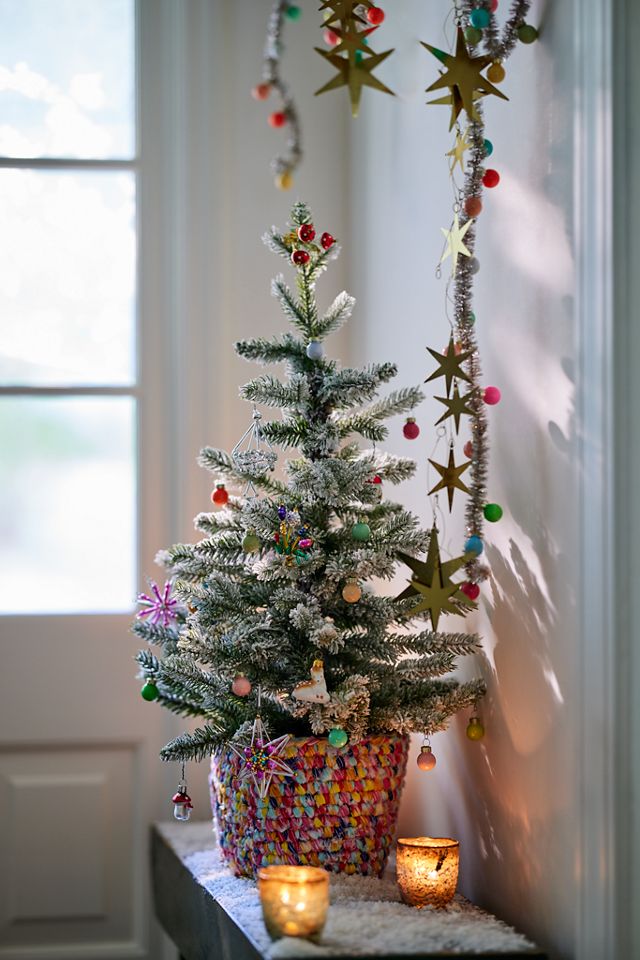 Faux Potted Flocked Fir Tree, 2.5’ | AnthroHome