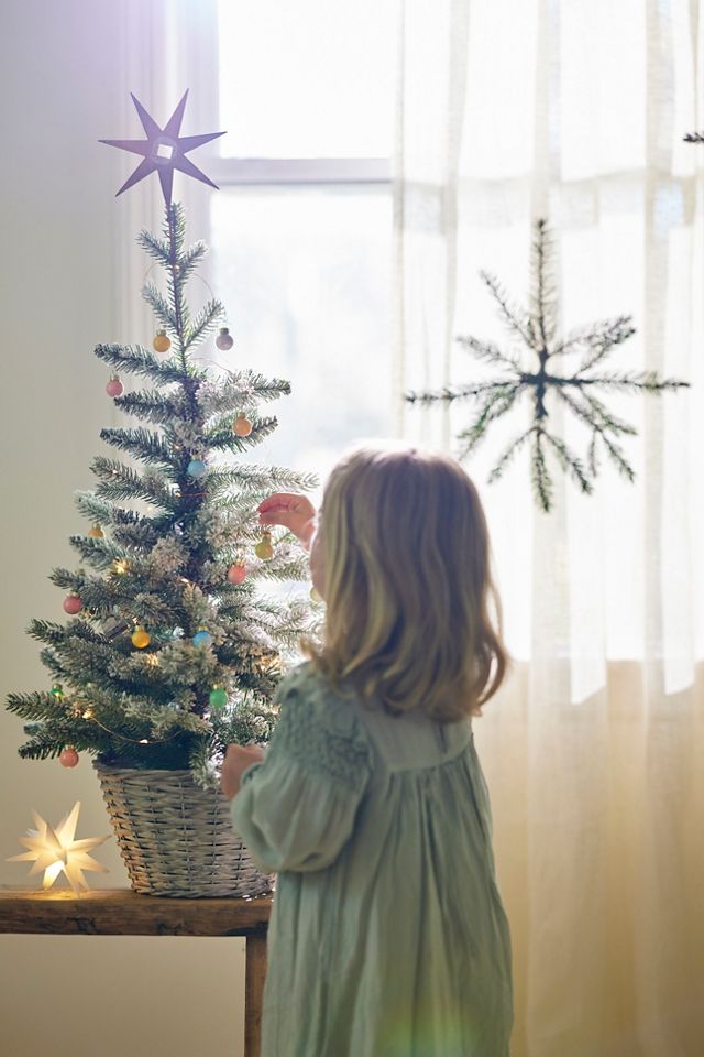 Faux Potted Flocked Fir Tree, 2.5’ | AnthroHome