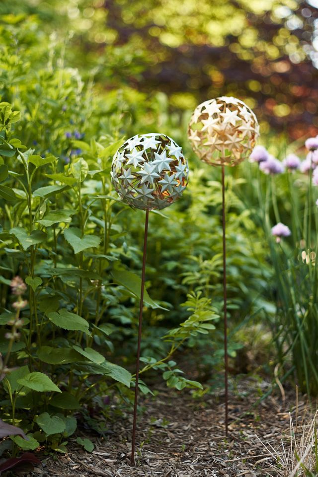 Aged Iron Star Globe Stake | AnthroLiving