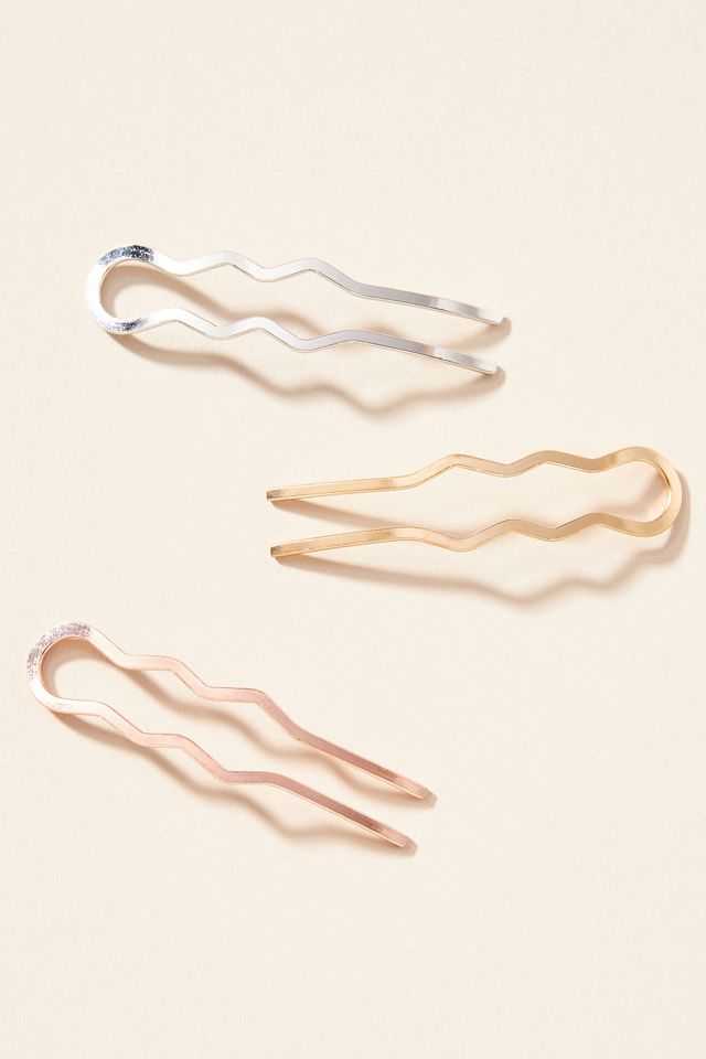 Bindya Metallic Hair Pins, Set of 3 | Anthropologie