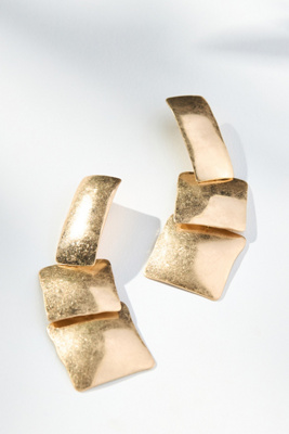 Crafted Metal Tiered Drop Earrings | Anthropologie