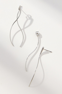 Large Wavy Wire Front-Back Earrings | Anthropologie