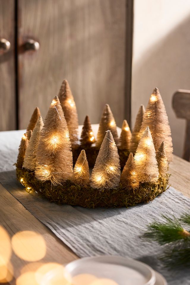 LED Mossy Brush Tree Ring Centerpiece | AnthroLiving