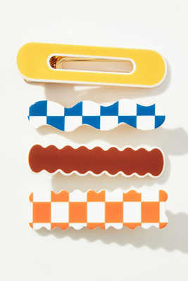 Crease-Free Checkered Hair Clips, Set of 4 | Anthropologie