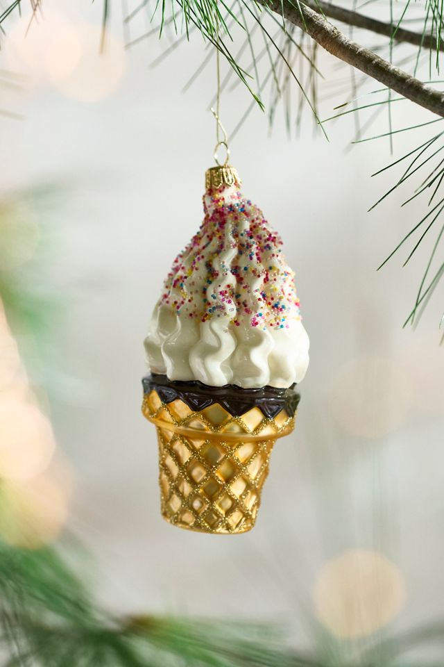 Ice Cream Cone Glass Ornament | AnthroLiving