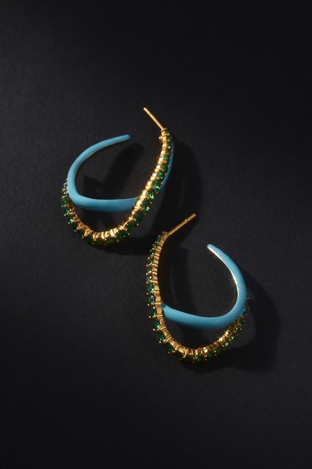 Joanna Laura Constantine Pavé & Enamel Wave Hoop Earrings | Anthropologie