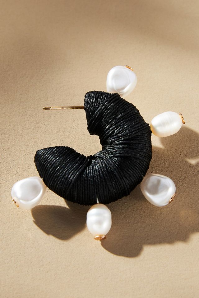 Small Raffia-Wrapped Hoop Earrings | Anthropologie