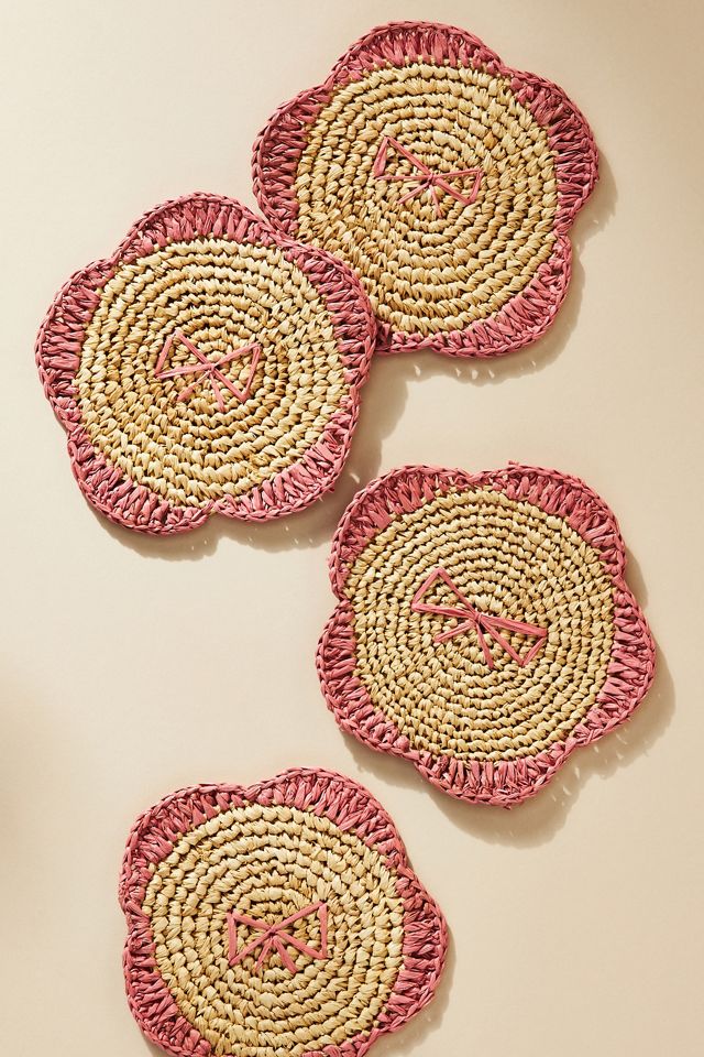 Handwoven Bow Coasters, Set of 4 | AnthroHome