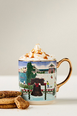 Holiday in the City Stoneware Mug | AnthroLiving