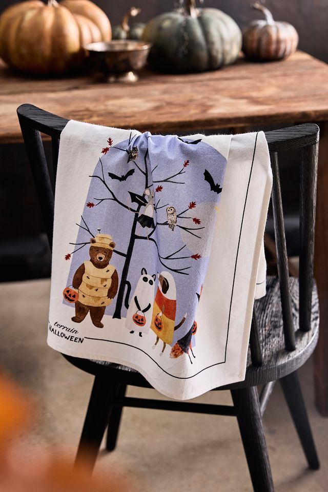 May We Fly Halloween Friends Dish Towel | AnthroLiving